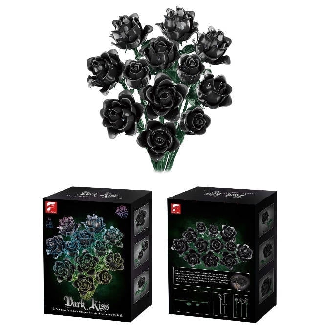 Black Roses Bouquet Building Set, Artificial Flowers Botanical ...