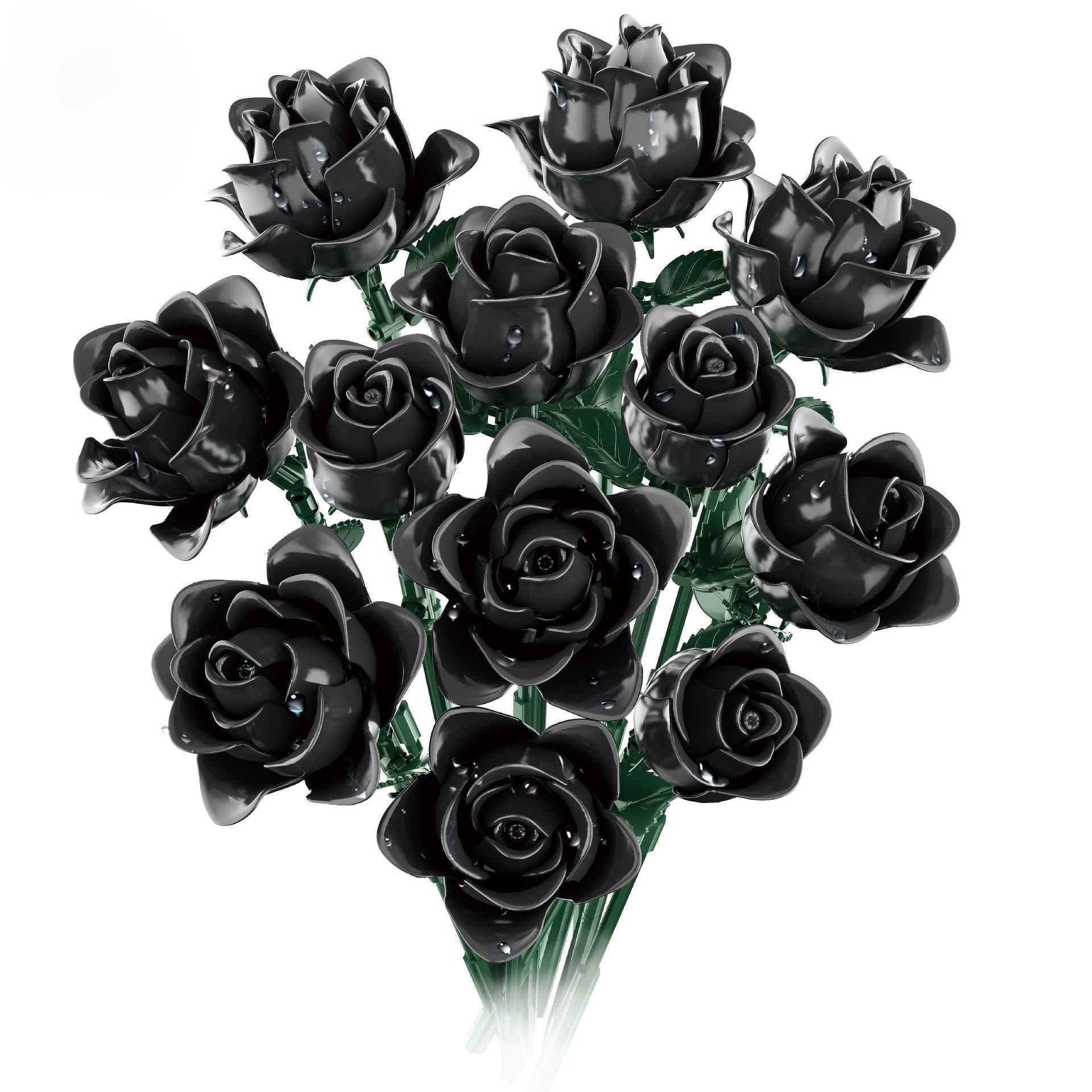 Black Roses Bouquet Building Set, Artificial Flowers Botanical ...