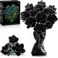 Black Roses Bouquet Building Set, Artificial Flowers Botanical ...