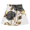 Black Roses Gold Leaves Cotton Skirt Built-in Liner Elastic A-Line ...
