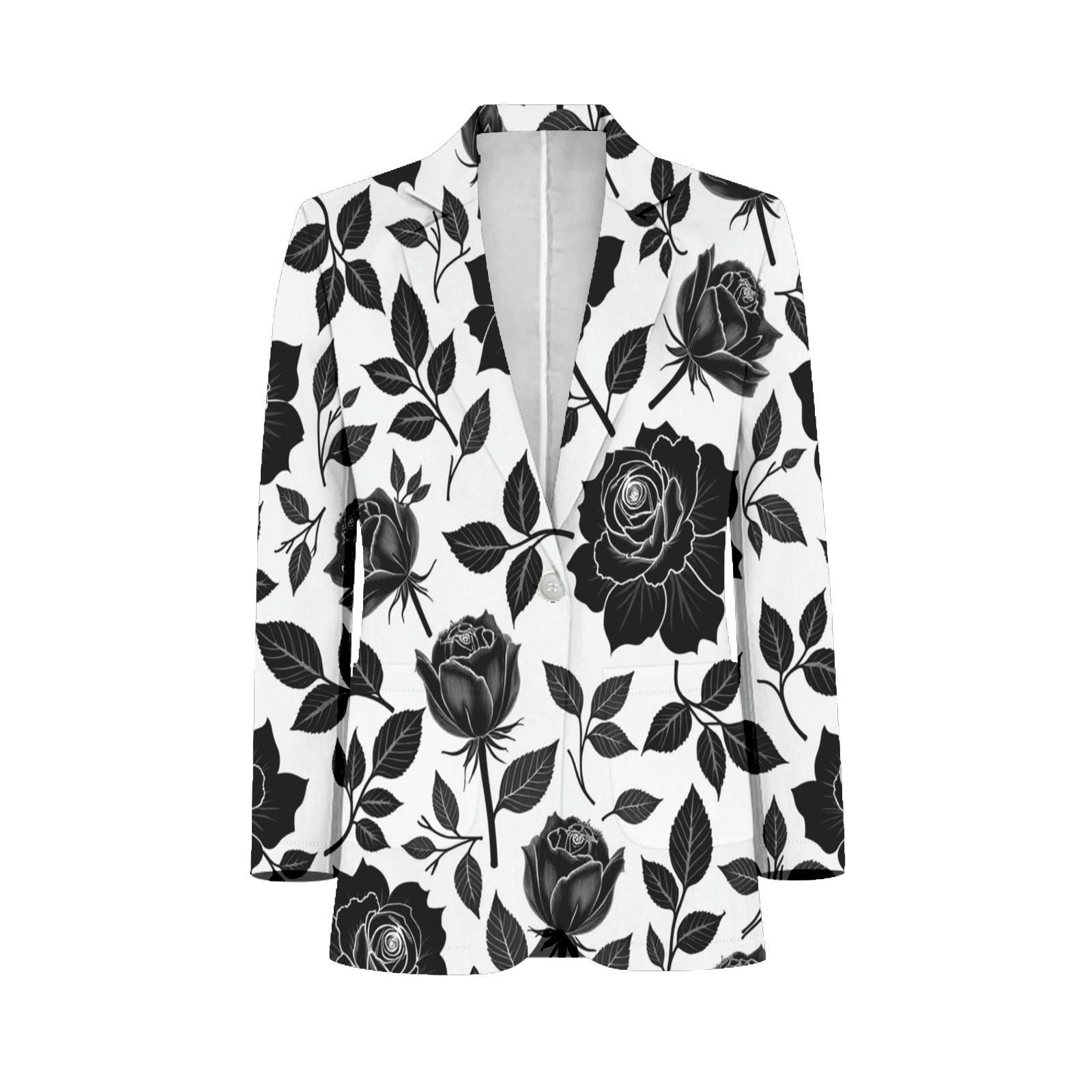 Black Roses Seamless Pattern Mens Suits Shawl Collar Slim Fit Suit Mens ...