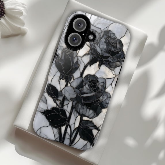 Black Roses Stained Glass Print Tough Phone Case - Walmart.com