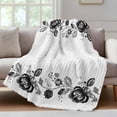Black Roses Throw Blanket for Couch Botanical Floral Leaf Vintage Soft ...