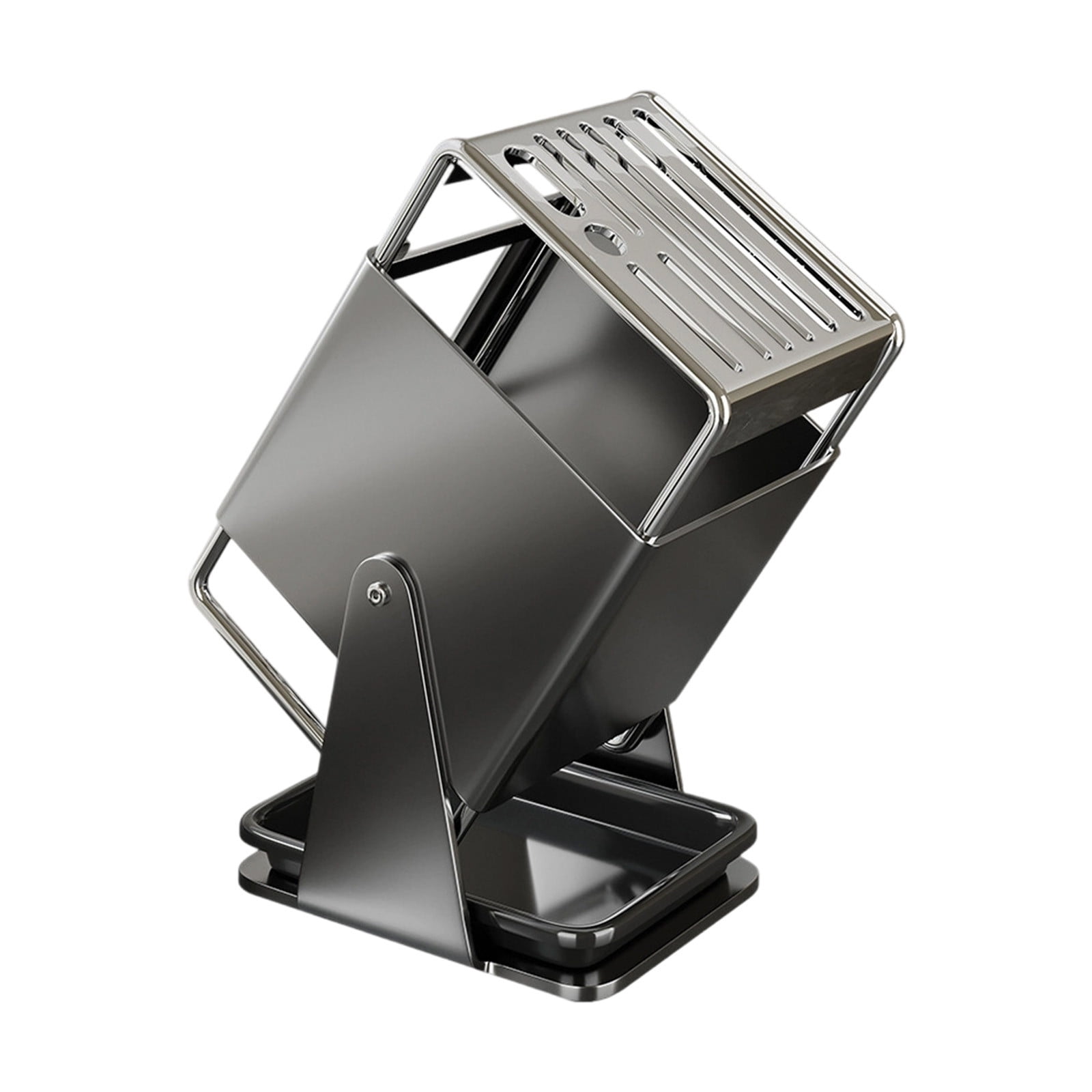 Black Rotatable Kitchen Knife Storage Rack Stainless Steel Holder For ...