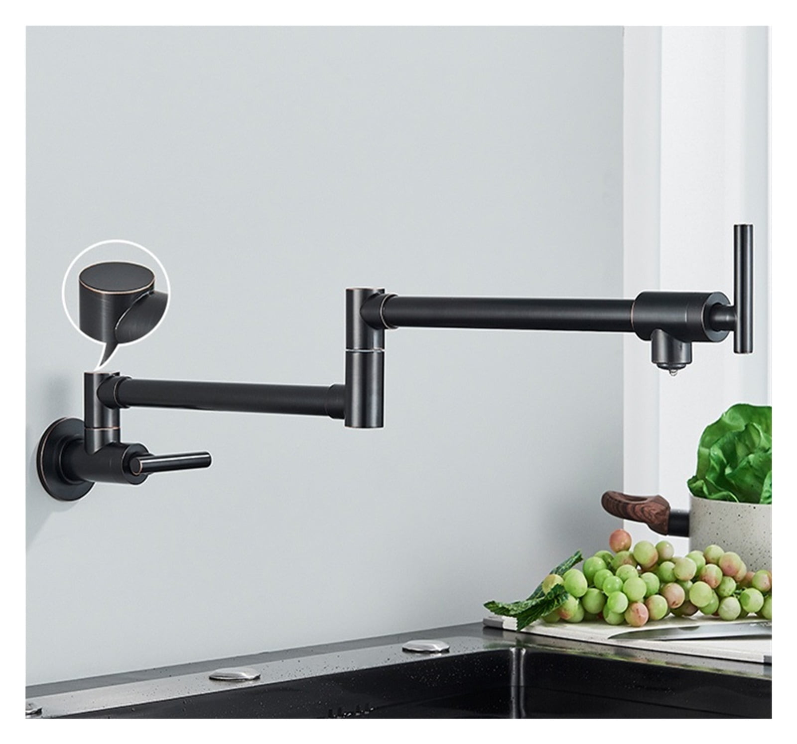 Black Rotated Kitchen Sink Cold Water Tap Faucet Solid Brass Basin Sink ...