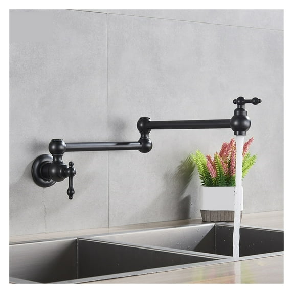 Black Rotated Kitchen Sink Cold Water Tap Faucet Solid Brass Basin Sink ...