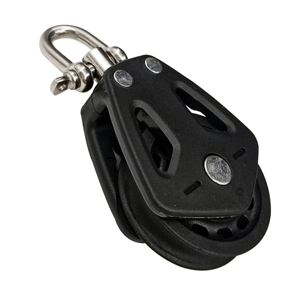 Black Rotating Bearing Pulley Block Nylons High Load Capacity Single ...