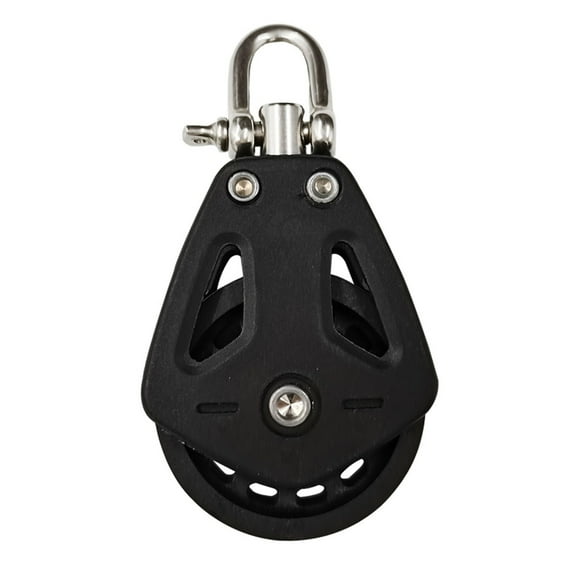 Black Rotating Bearing Pulley Block Nylons High Load Capacity Single ...