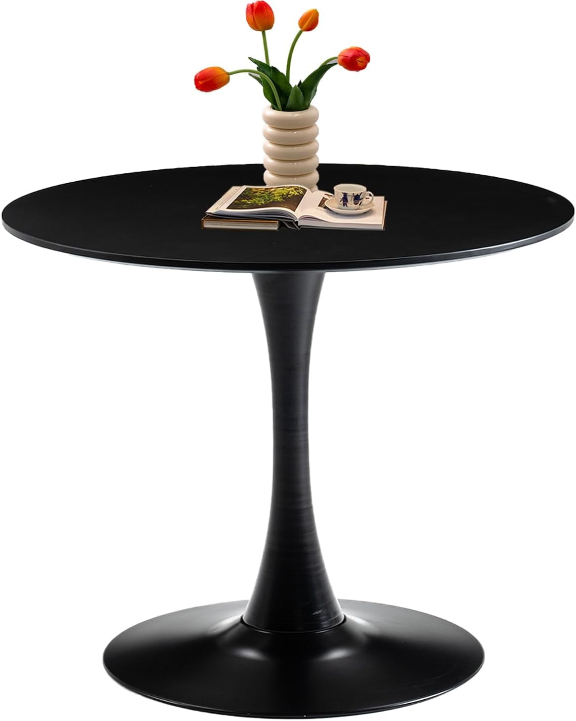 Black Round Dining Table 31.5" Tulip Dining Room Tables Kitchen Dinner ...