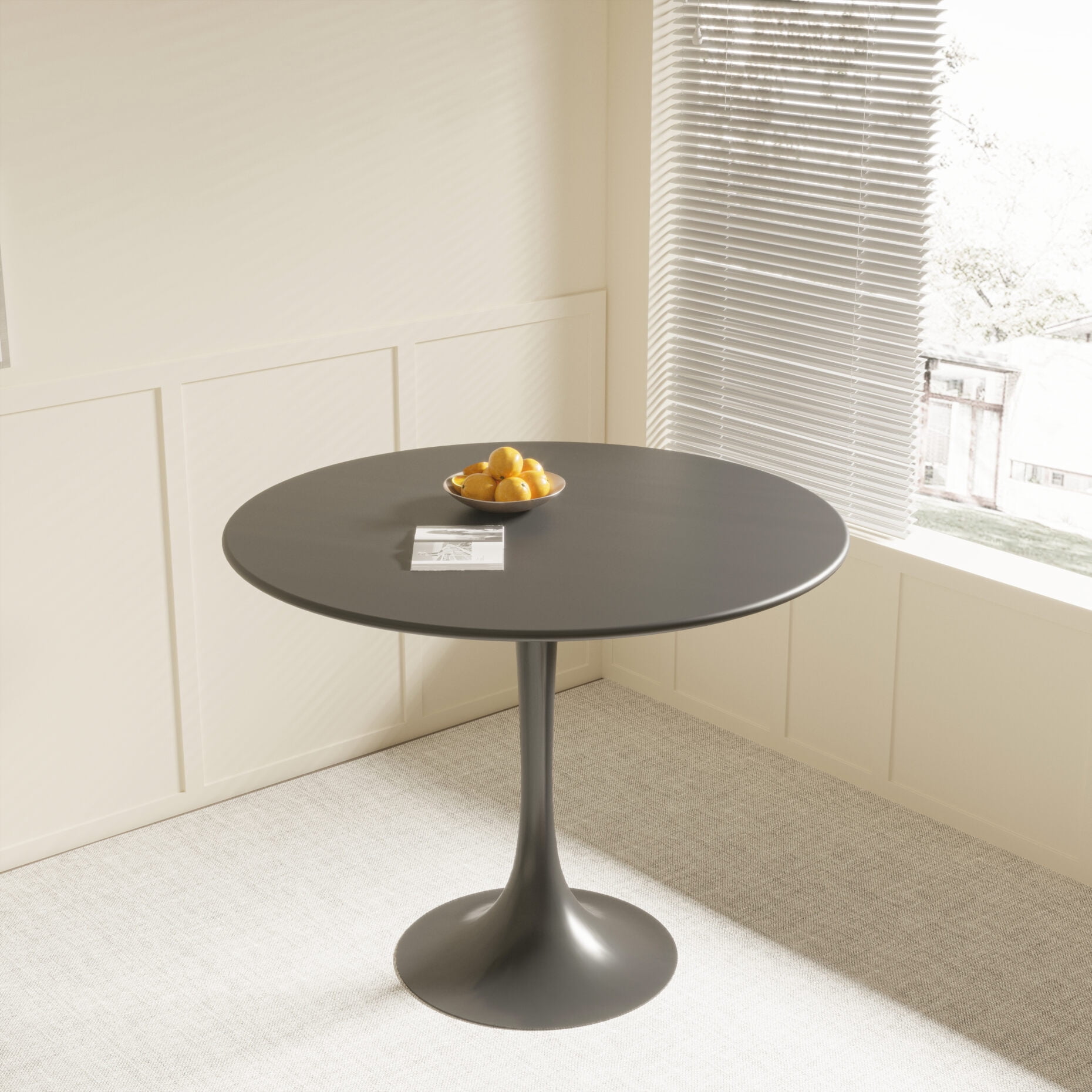 Black Round Dining Table, 31.5" Tulip Table Kitchen Dining Table 2-4 ...