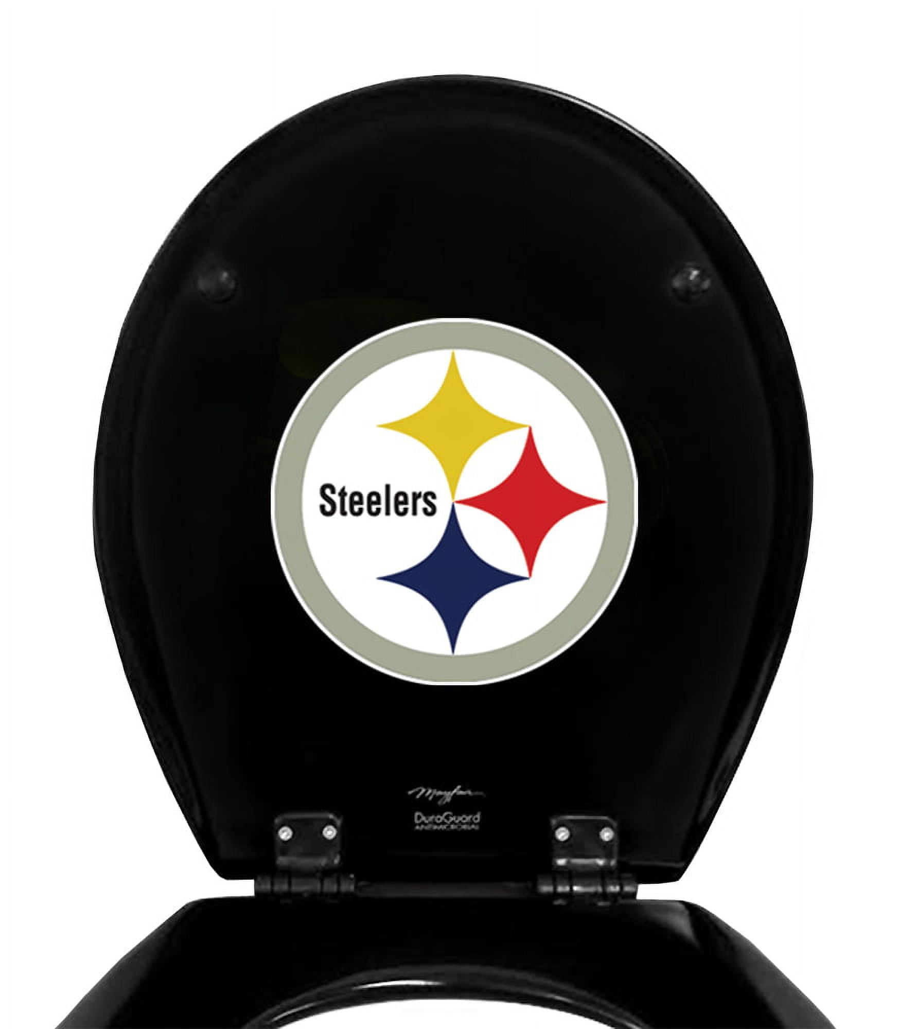 Black Round Molded Wood Toilet Seat Featuring Your Choice of a Football ...