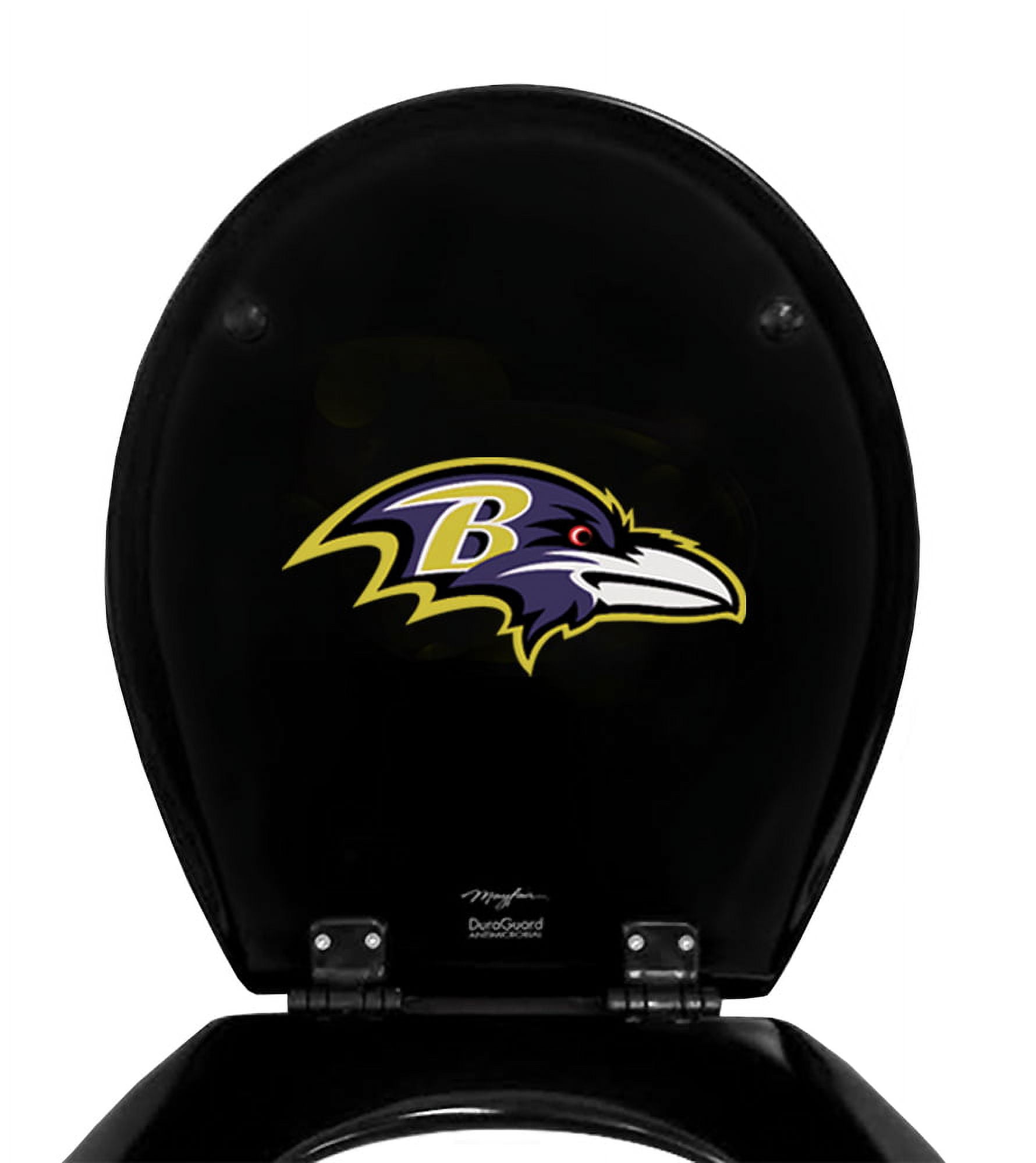 Black Round Molded Wood Toilet Seat Featuring Your Choice of a Football ...