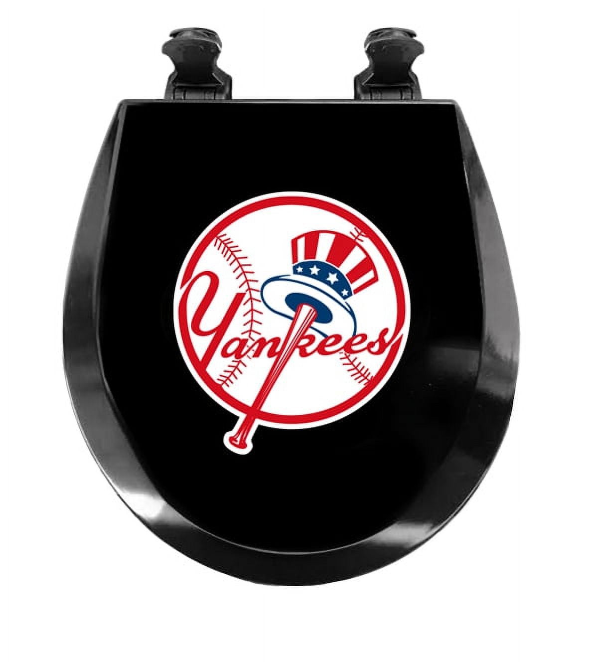 Black Round Molded Wood Toilet Seat Featuring Your Choice of a Baseball ...
