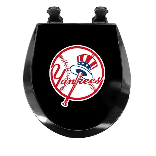 Black Round Molded Wood Toilet Seat Featuring Your Choice of a Baseball ...