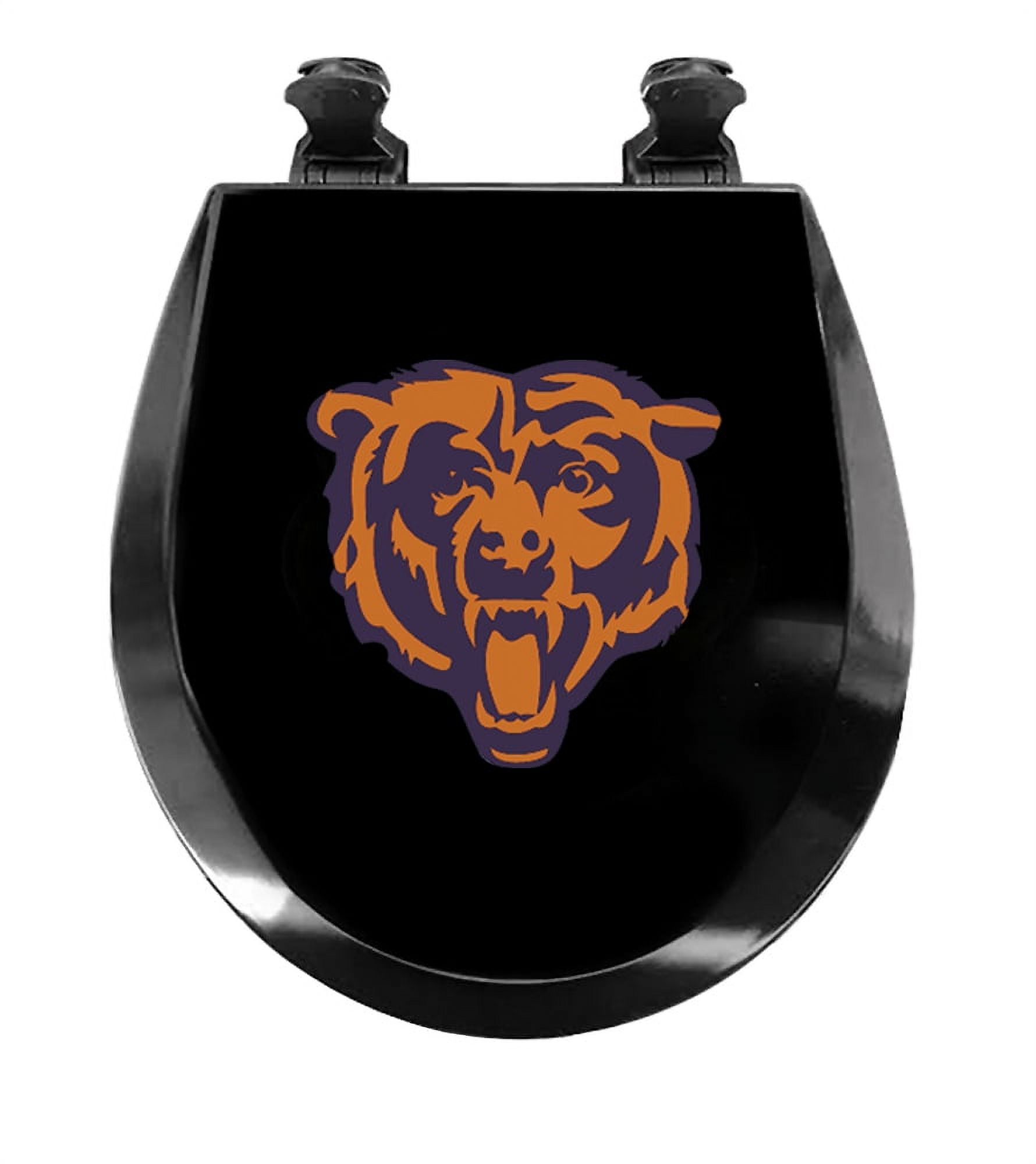 Black Round Molded Wood Toilet Seat Featuring Your Choice of a Football ...