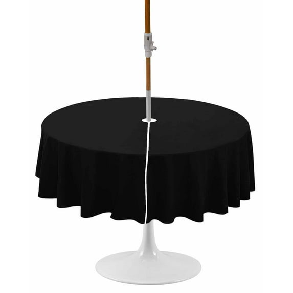 Black Round Outdoor Tablecloth, Waterproof Table Cloth Cover with ...