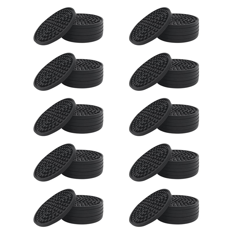 Black Round Silicone Rubber Drink Coasters (Set of 60) Non-Slip Perfect ...