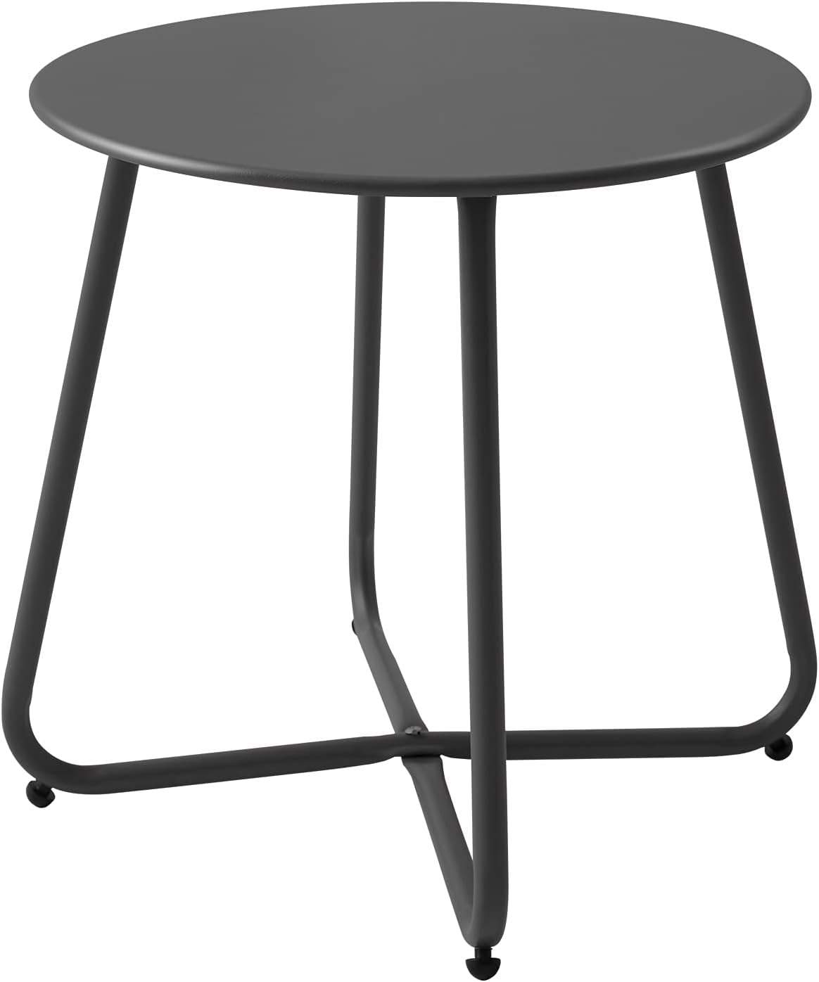 Black Round Steel Side Table - 17.7" Weatherproof Outdoor/Indoor End ...