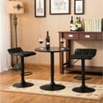 Black Round Table and 2 Leather - Covered Stools - Easy Height ...