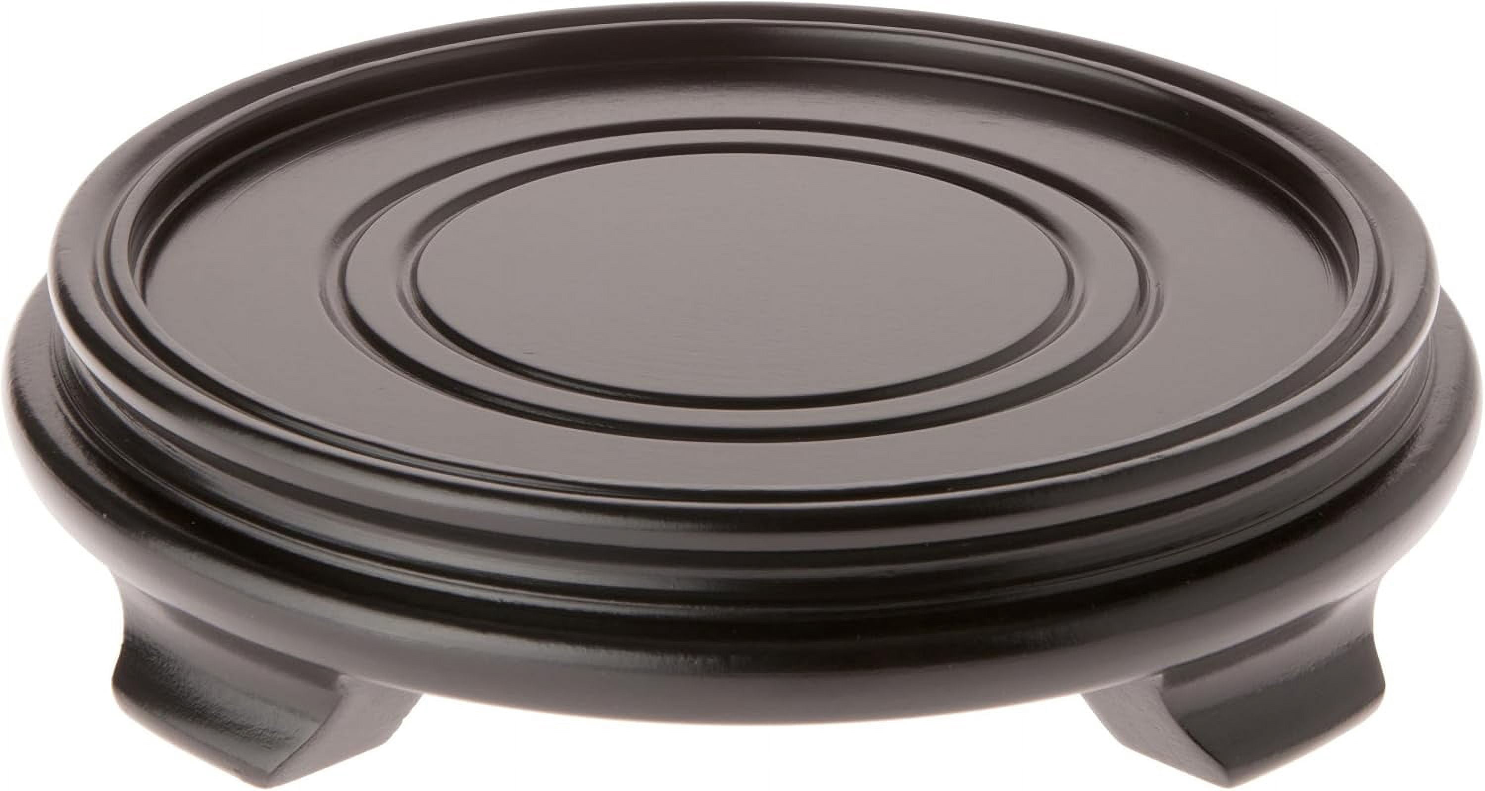 Black Round Wood Veneer Footed Display Base, 7.25" W x 7.25" D x 1.75 ...