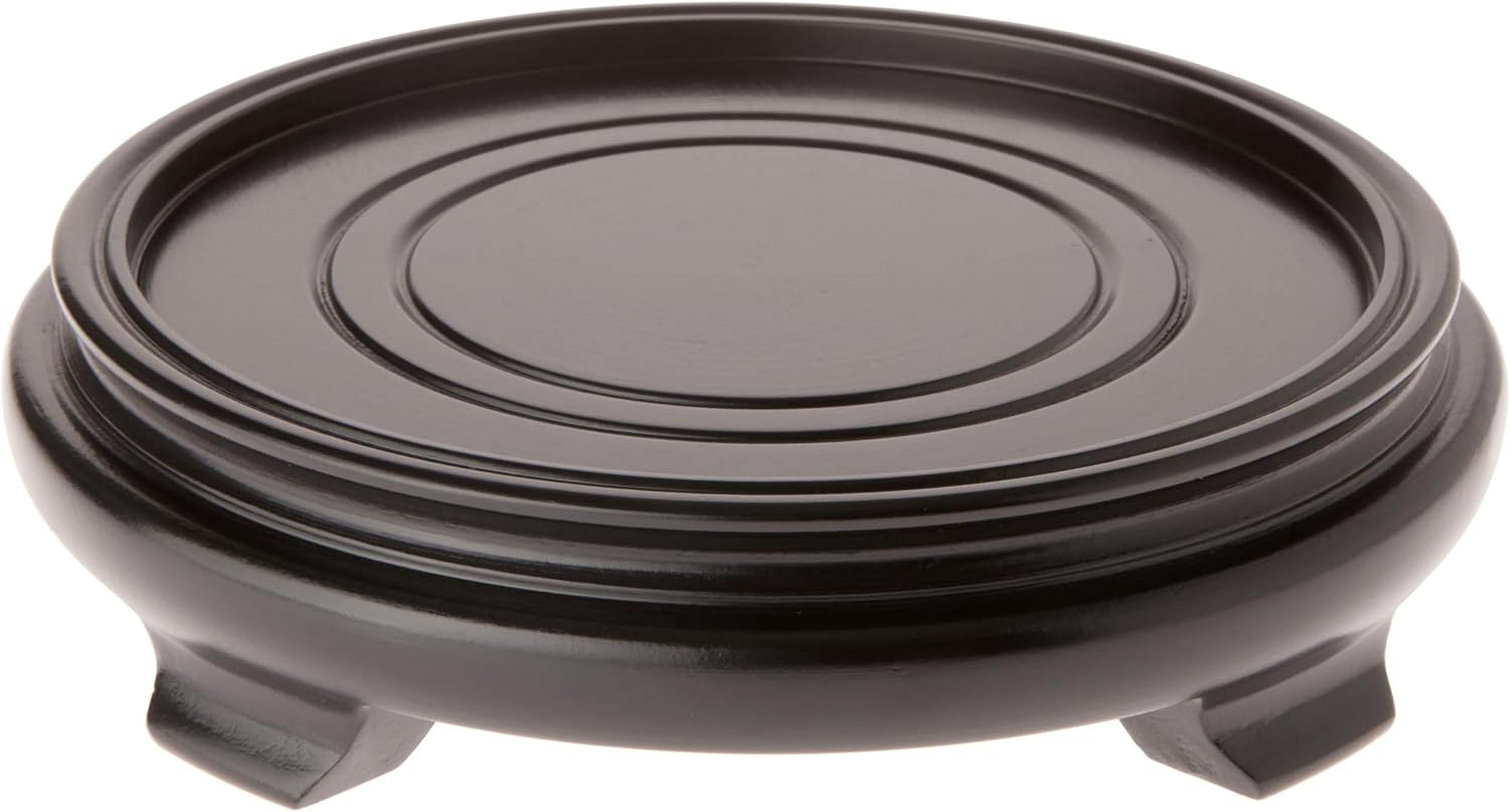 Black Round Wood Veneer Footed Display Base, 8.375" W x 8.375" D x 1.75 ...