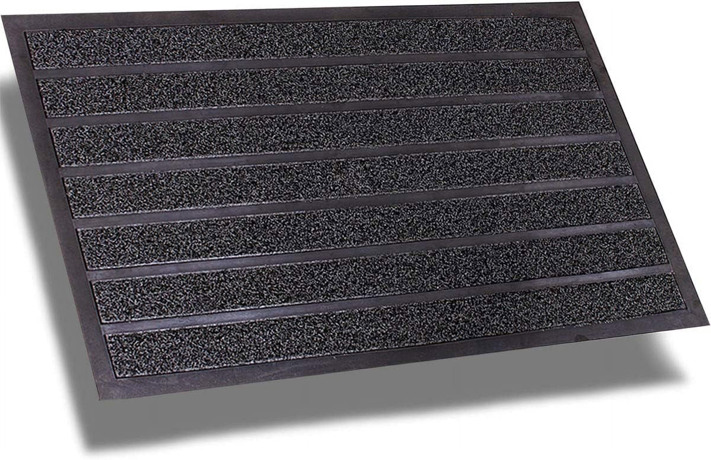 Black Rubber Door Mat 30 x 18 Outdoor Indoor Doormat Easy Clean Low ...