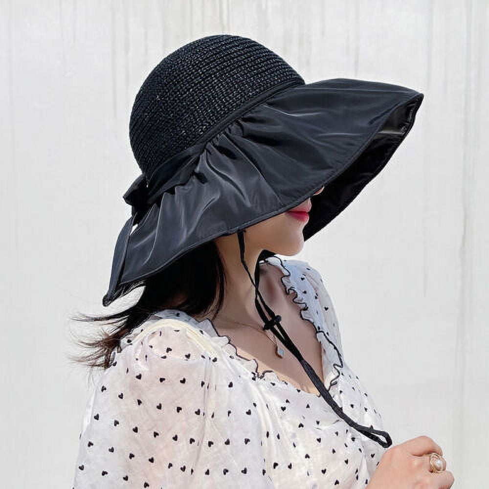 Black Rubber Fisherman Outdoor Travel Beach Sunvisor Hat Large Brim ...