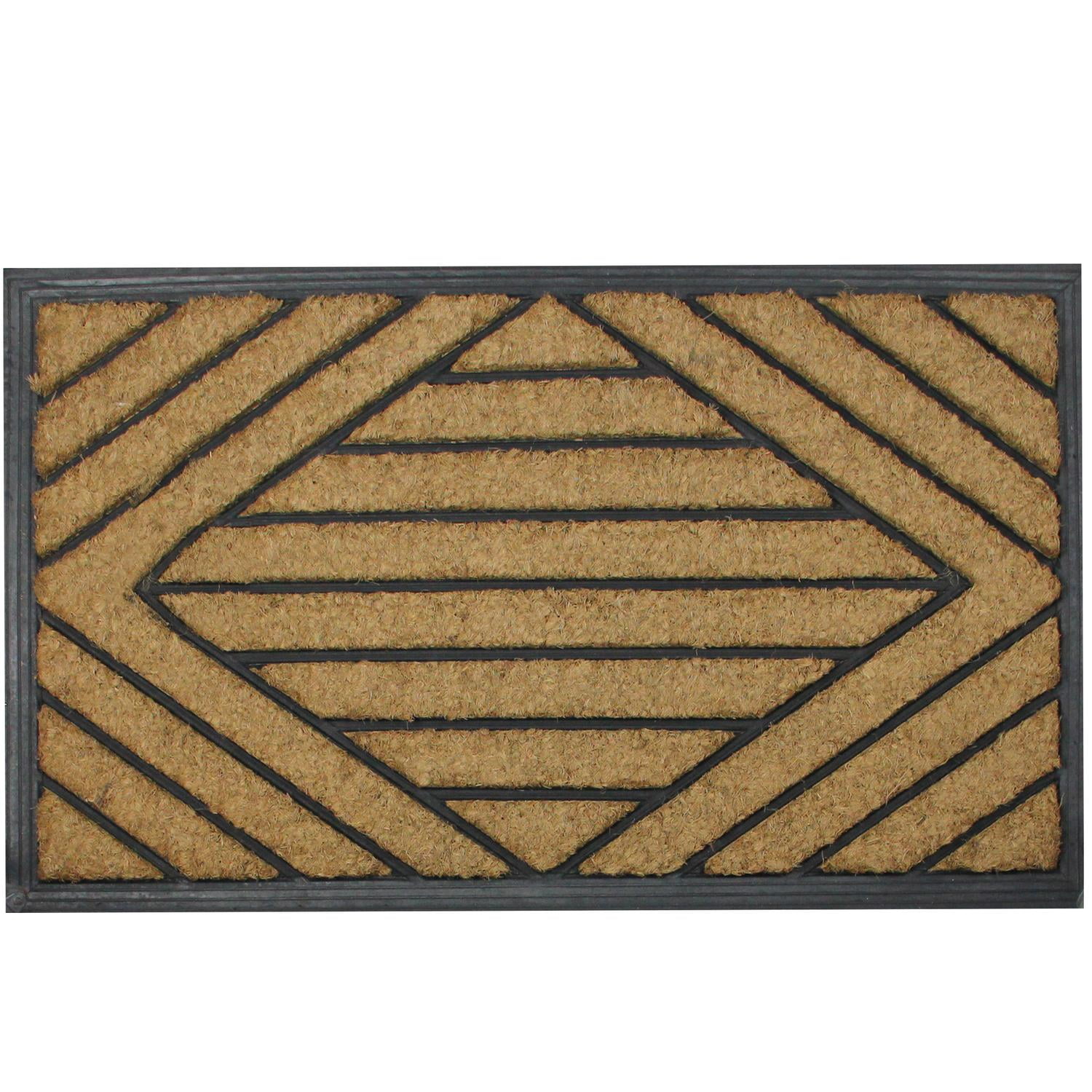 Black Rubber and Coir Outdoor Rectangular Door Mat 29.5" x 17.5 ...