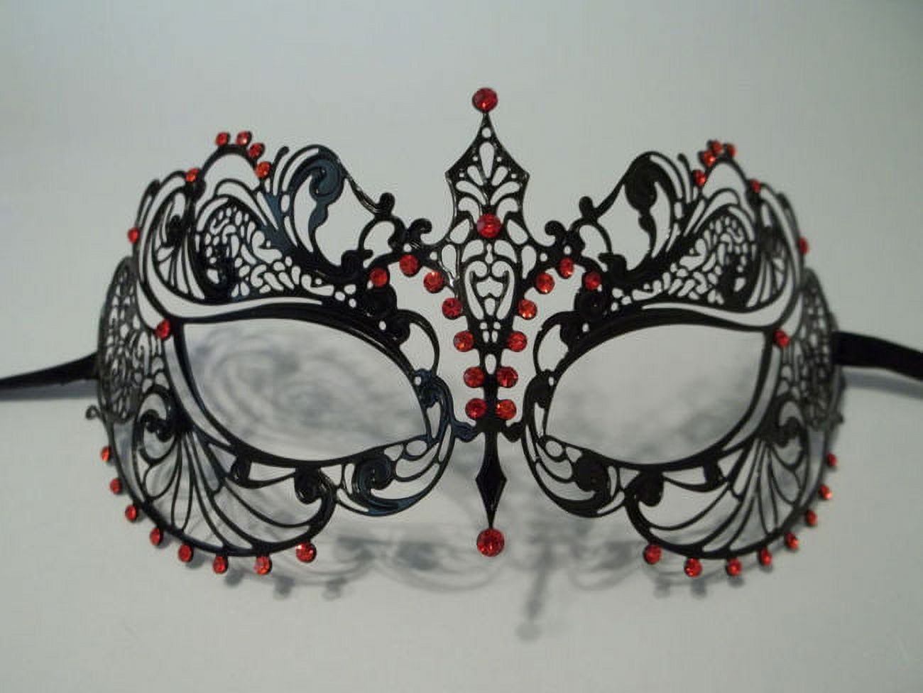 Black Ruby Red Crystal Beauty Laser Cut Venetian Mask Masquerade Metal ...