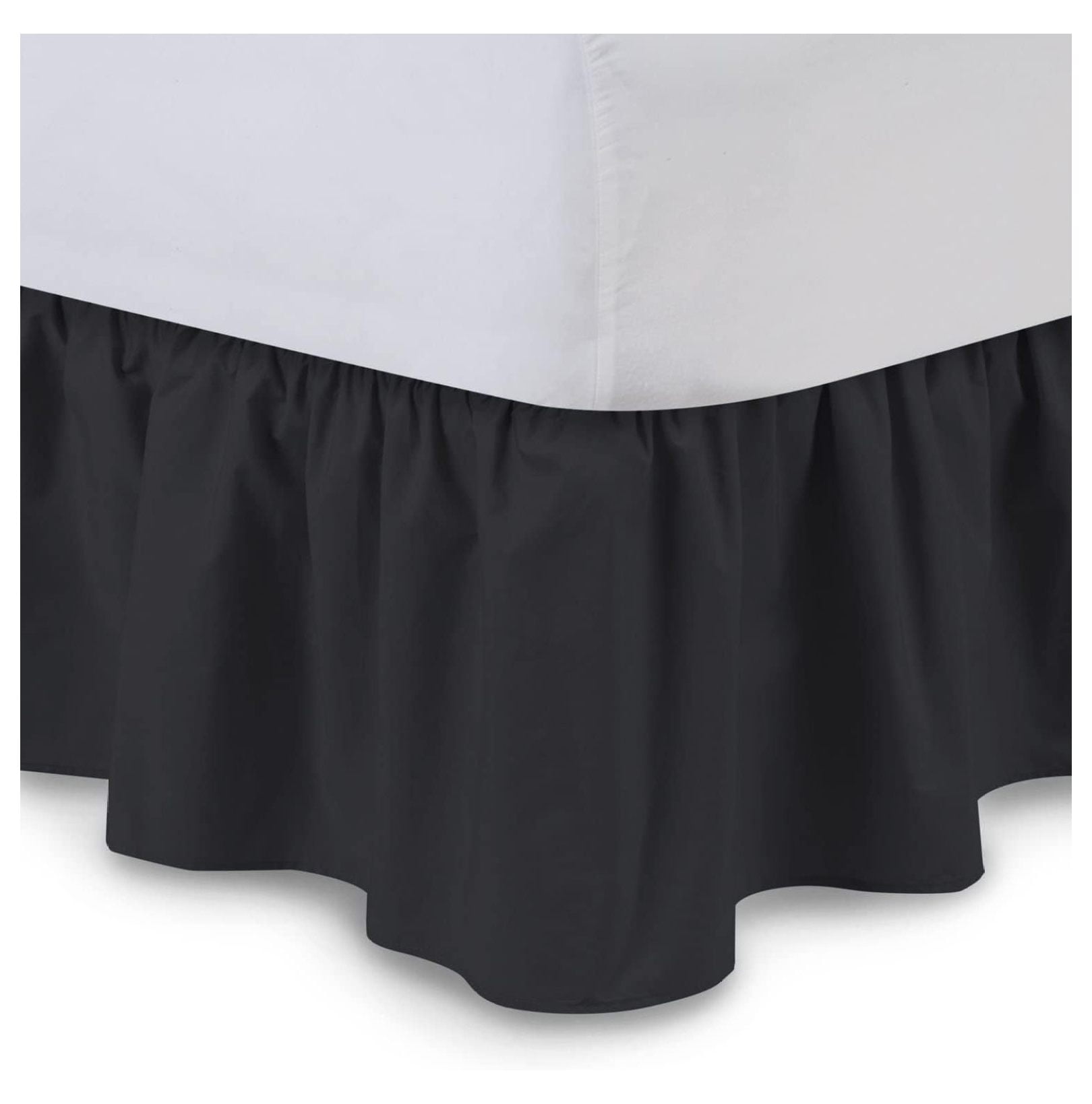 Black Ruffle Bed Skirt with 16" Drop -Split Corners 800 Real TC Cotton ...