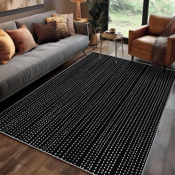 Black Rug Bedroom, Modern Abstract Stripe Pattern Washable Area Rugs ...