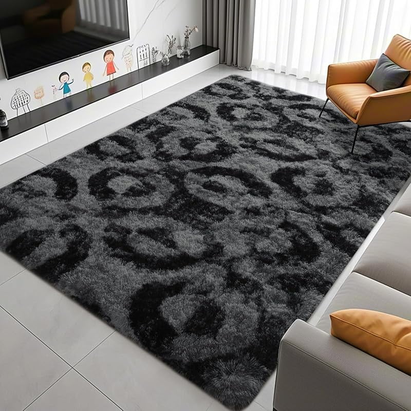 Black Rug Super Soft Shaggy 4x6 Feet Rugs for Bedroom, Fluffy Area Rug ...
