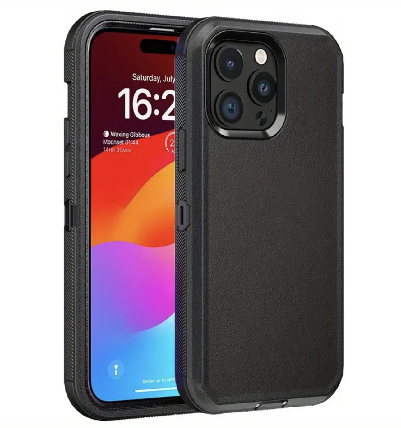 Black Rugged Shockproof Defender Phone case Cover For / Apple iPhone 16 ...