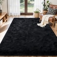 Black Rugs for Bedroom Fluffy 3x5 ft Living Room Rug Non-Slip Area Rugs ...