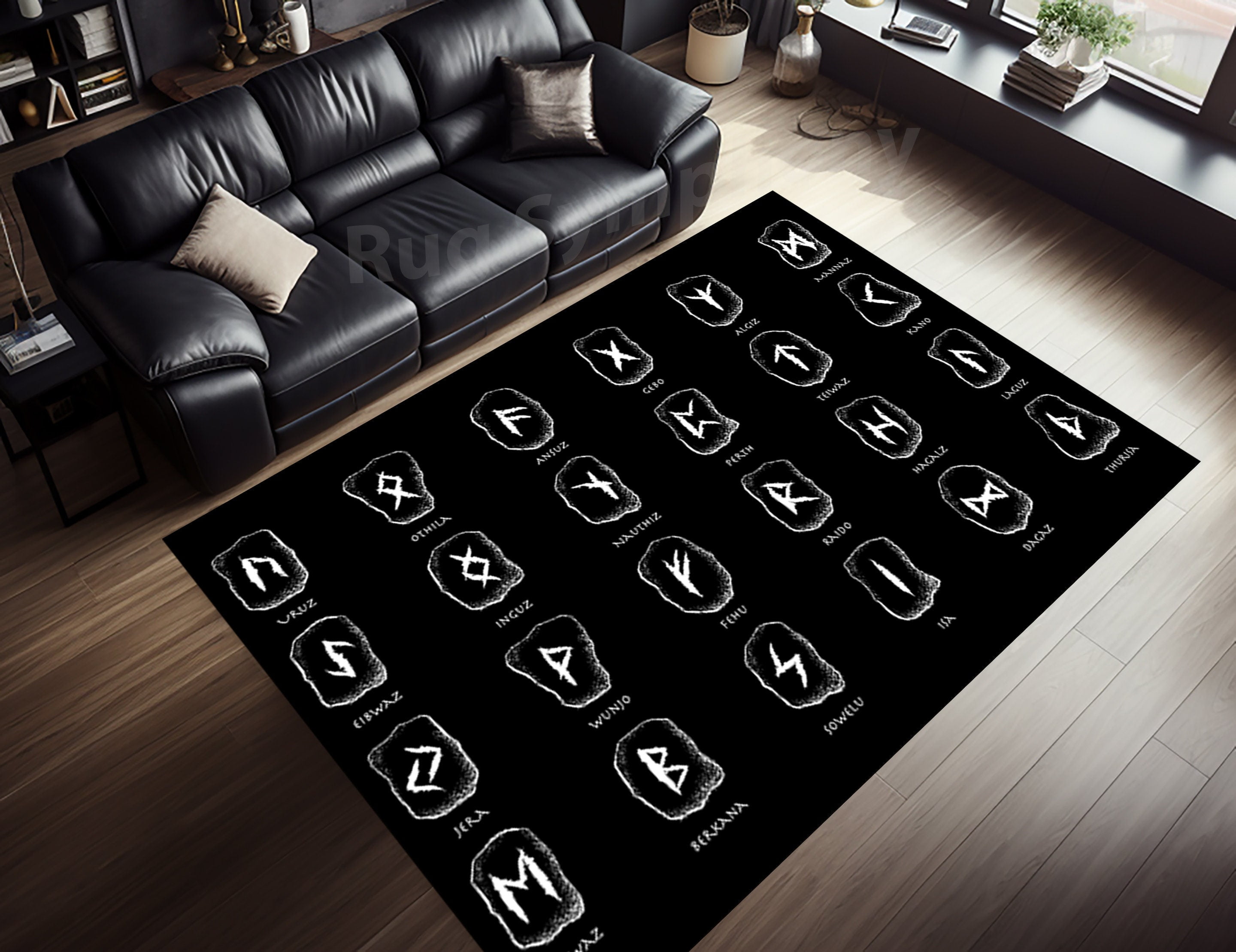 Black Rune Alphabet Rug 2x3 ft = 65x95 cm - Walmart.com