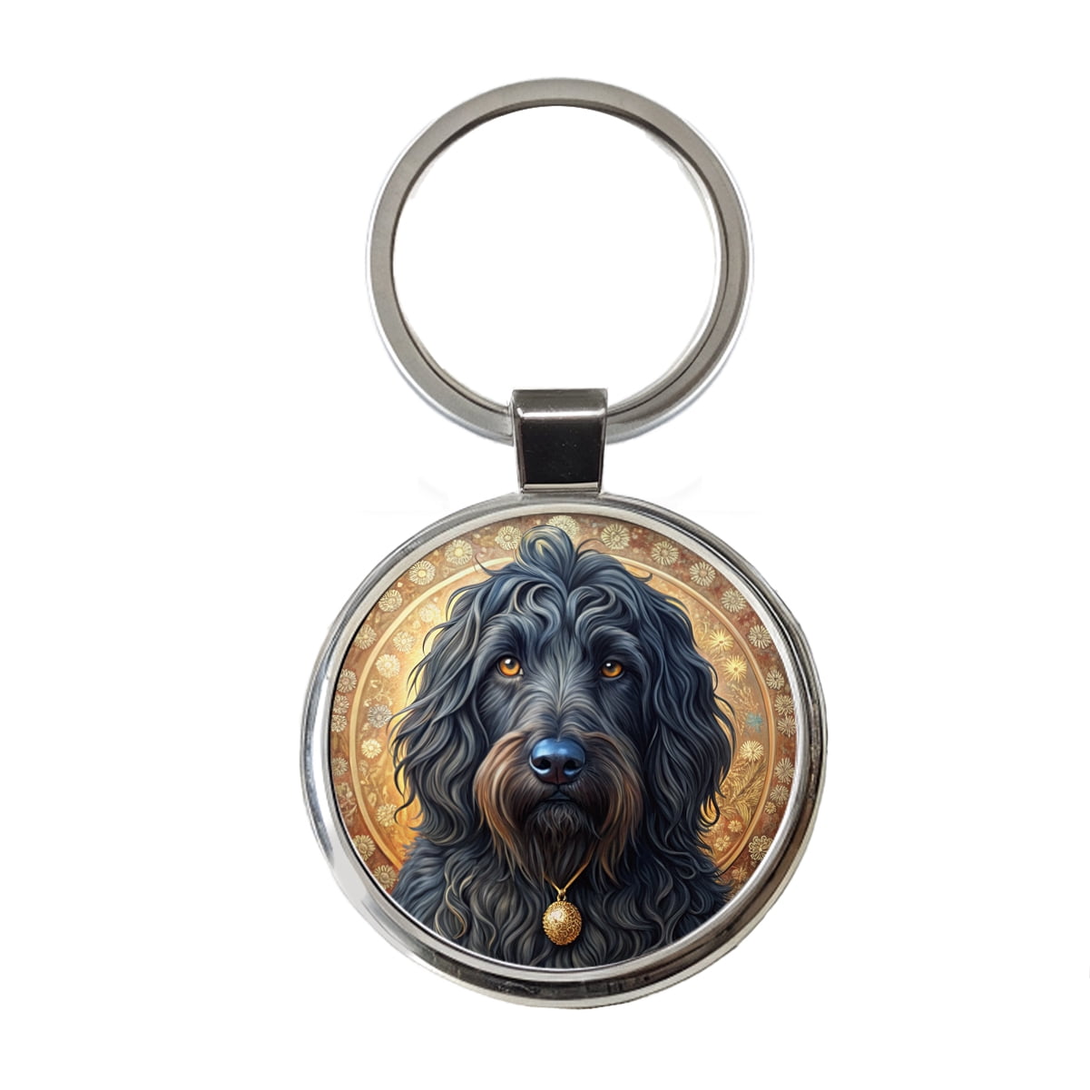 Black Russian Terrier Dog Art Nouveau Metal Round Keychain - Walmart.com