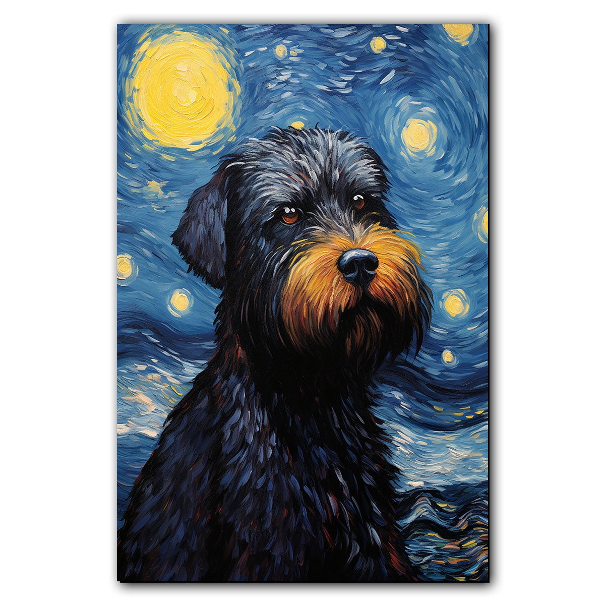 Black Russian Terrier Dog Art Starry Night Paintings Van Gogh ...