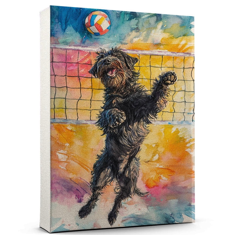 Black Russian Terrier Dog Canvas Volleyball Stretched Canvas Size 8x12 ...