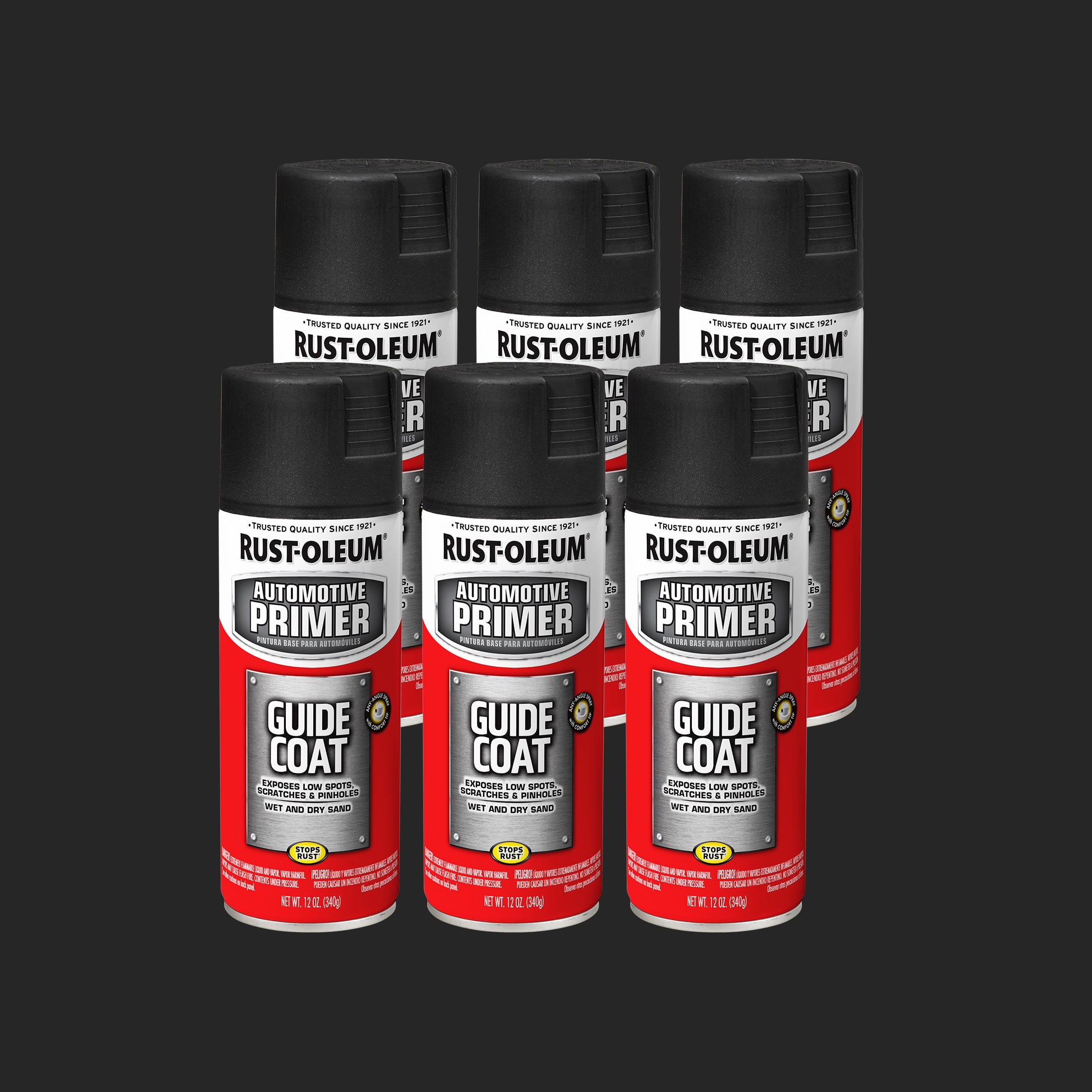 6 Pack, Black. Rust-Oleum Automotive Flat Guide Coat Primer Spray ...