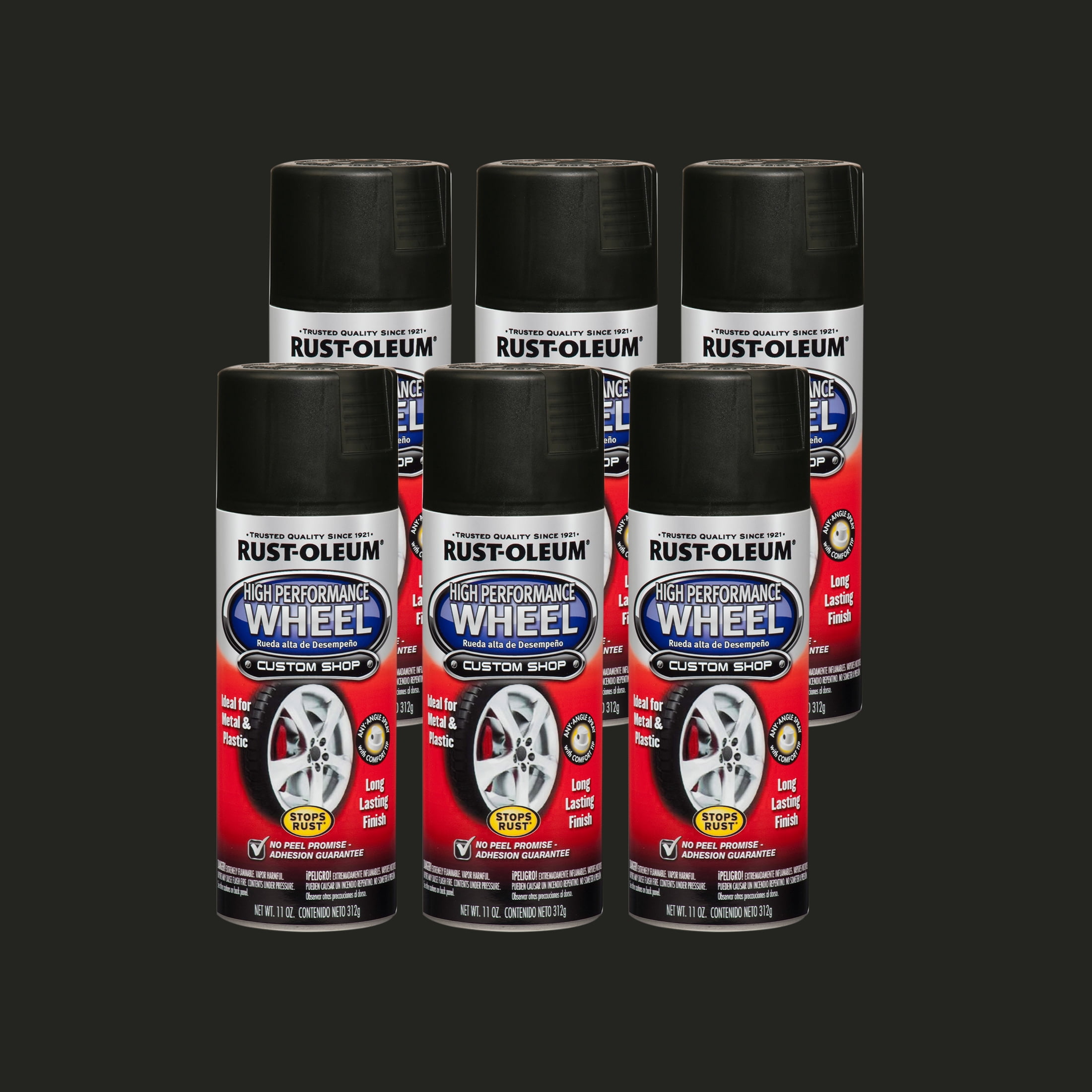 6 Pack, Black, Rust-Oleum Automotive High Performance Wheel Matte Spray ...