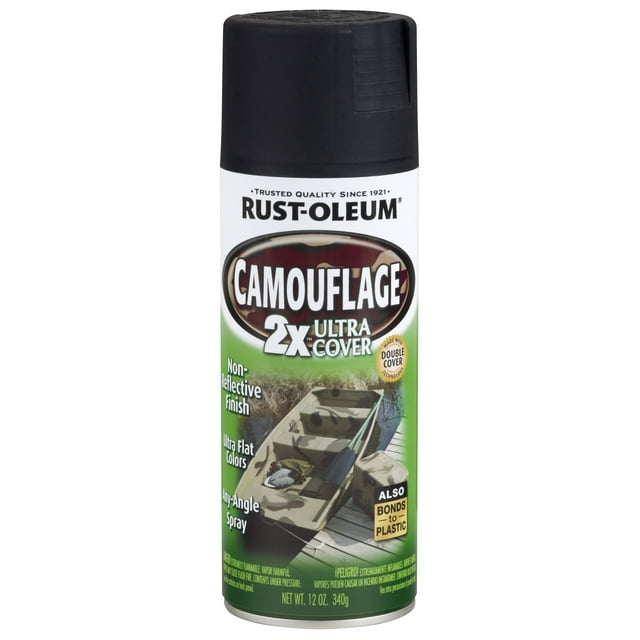 Black, Rust-Oleum Camouflage 2X Ultra Cover, 12 oz - Walmart.com