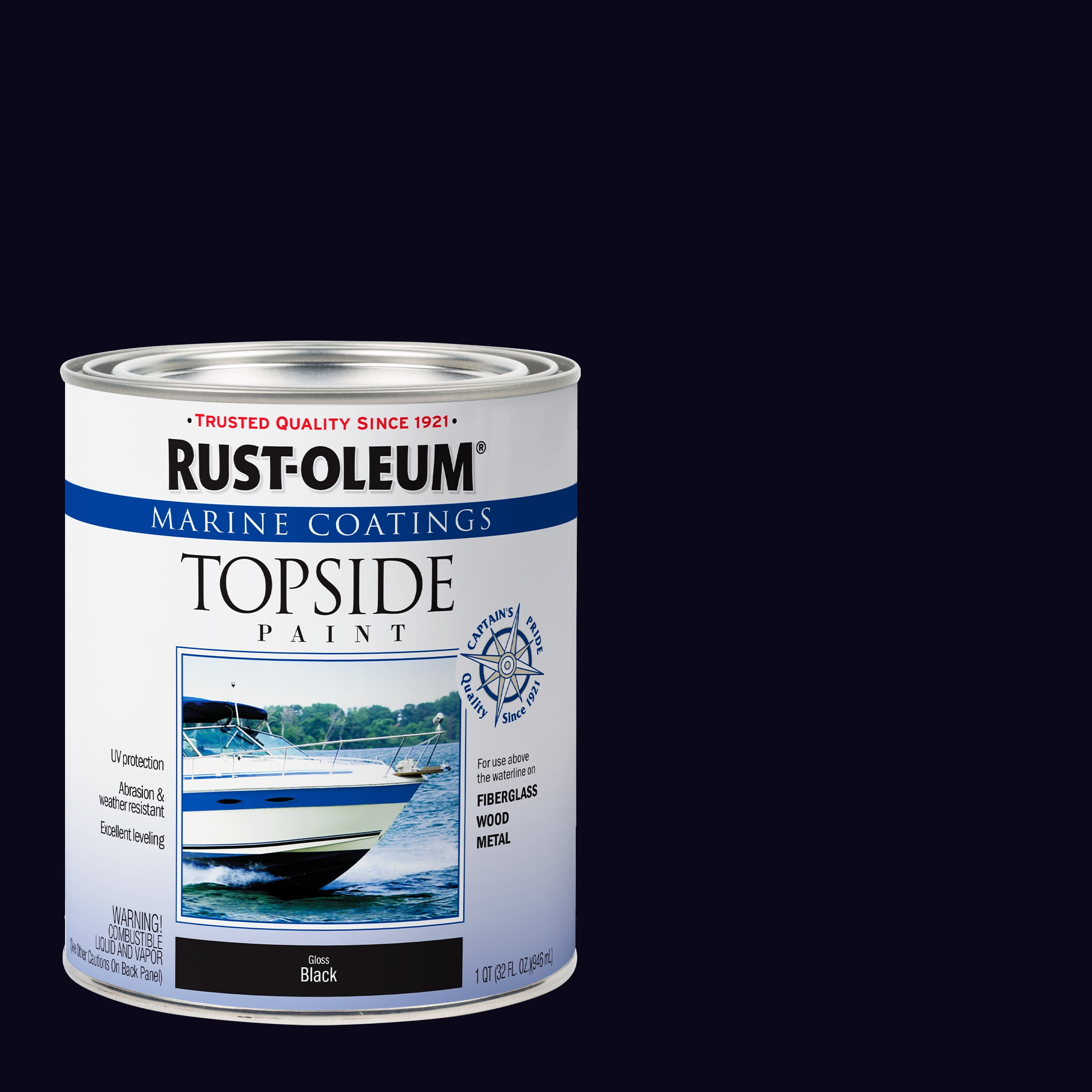 4 Pack, Black, Rust-Oleum Marine Gloss Topside Paint- 207006, Quart ...