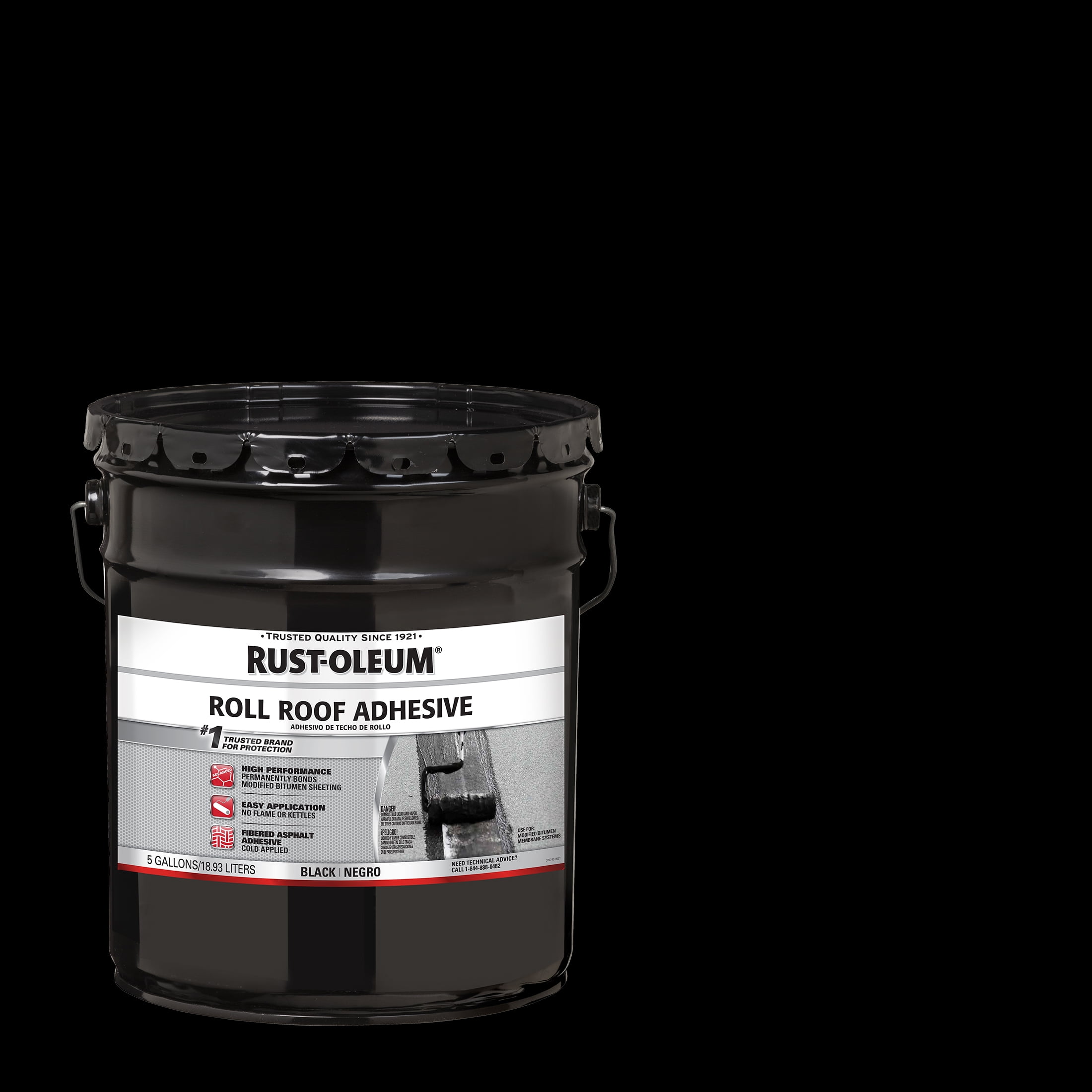 Black, Rust-Oleum Roofing Roll Adhesive - 347432, 5 Gallon- 1 Pack ...