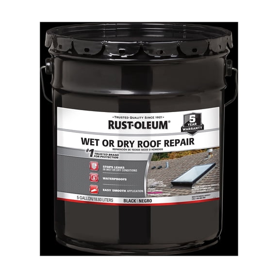 Black, Rust-Oleum Roofing Wet Or Dry Roof Repair Cement - 301990, 5 ...