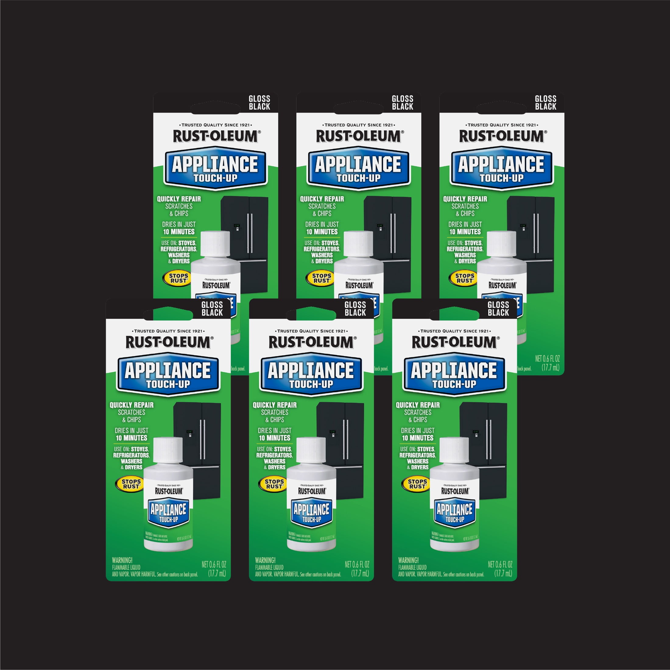 6 Pack, Black, Rust-Oleum Specialty Gloss Appliance Touch-Up-213174, 0. ...
