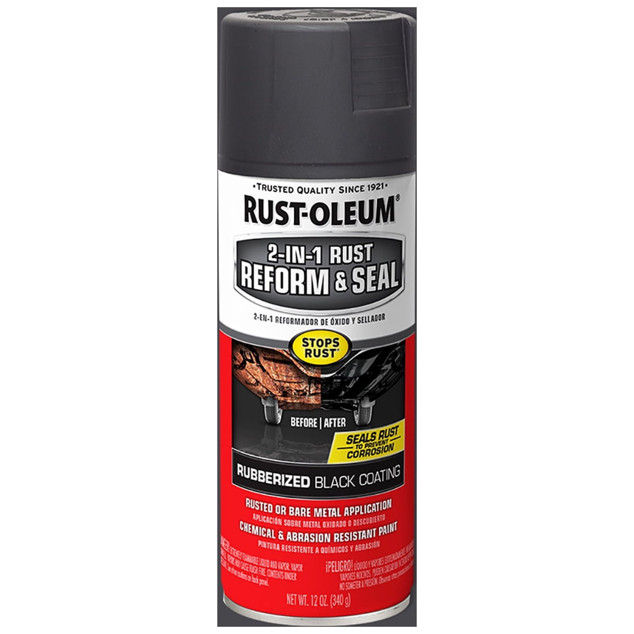 Black, Rust-Oleum Stops Rust 2 In 1 Rust Reform and Seal Spray-344713 ...