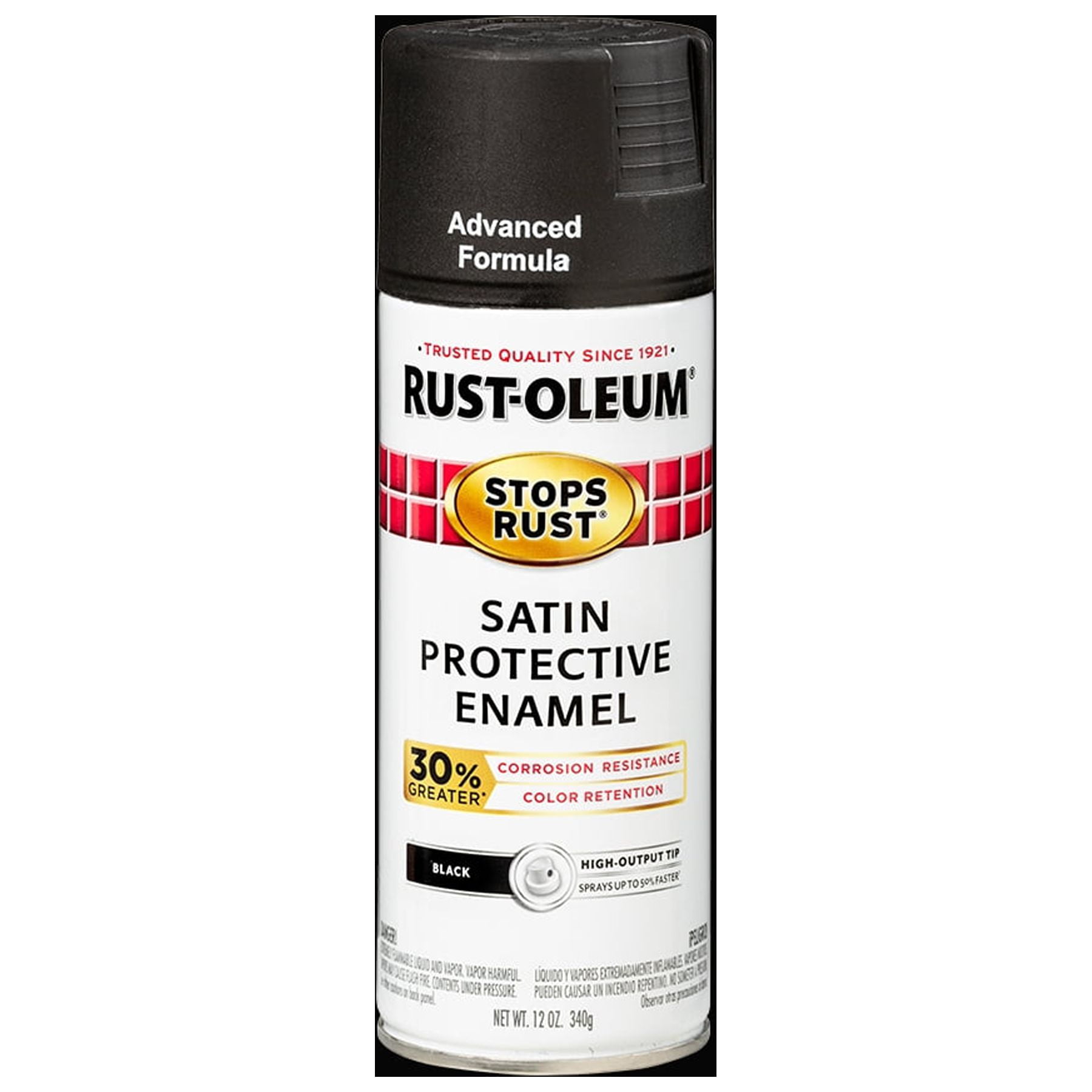 Black, Rust-Oleum Stops Rust Advanced Satin Spray Paint, 12 oz ...
