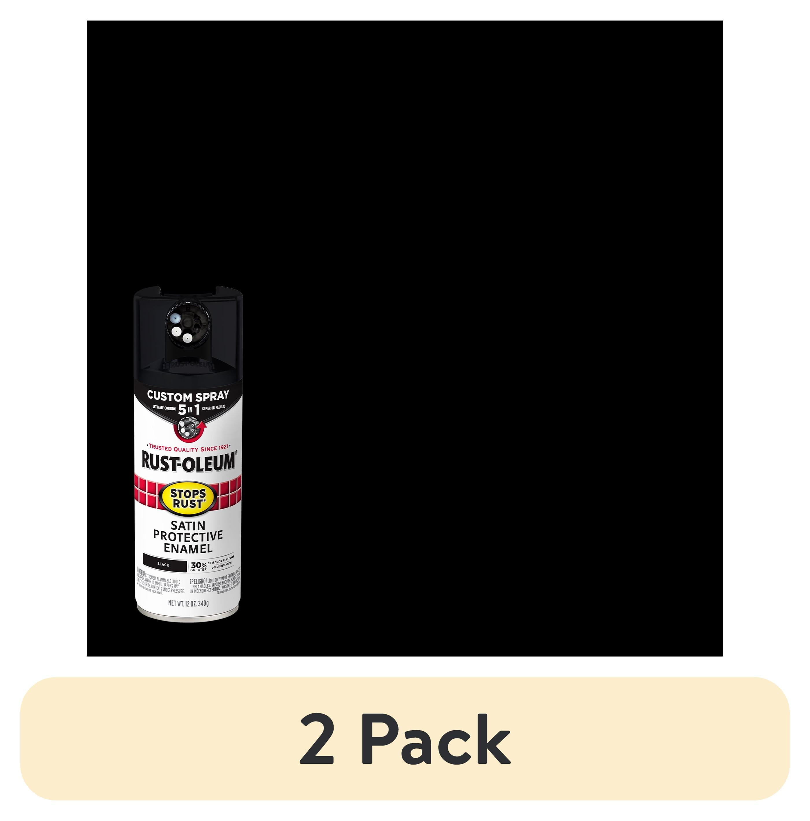 (2 pack) Black, Rust-Oleum Stops Rust Custom Sprays 5 in 1 Satin Spray ...