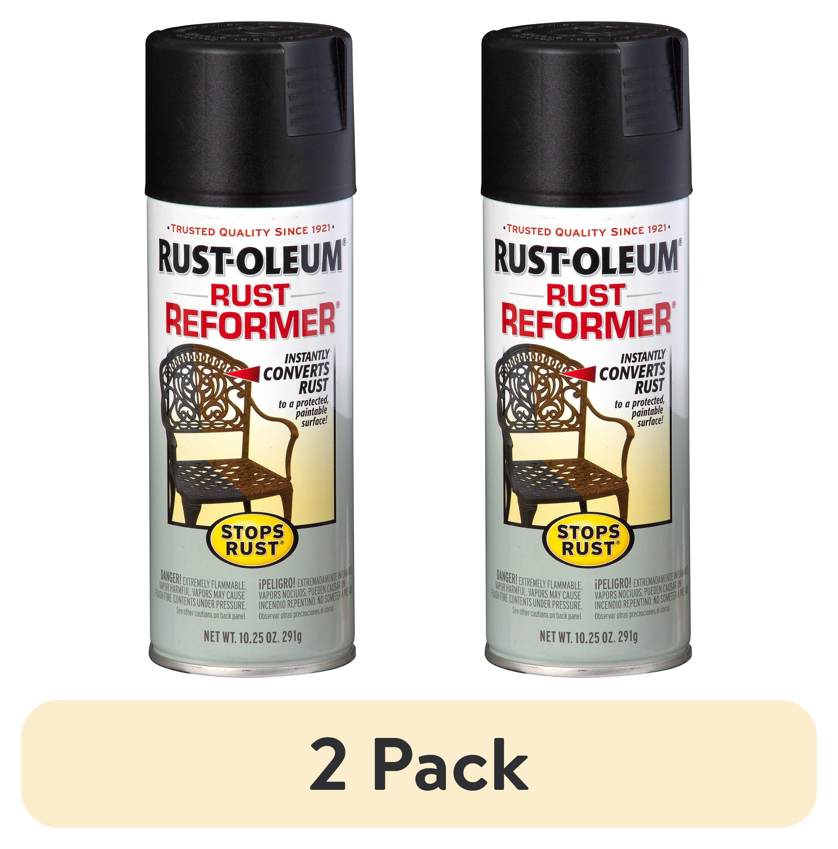 (2 pack) Black, Rust-Oleum Stops Rust Flat Rust Reformer Spray Paint ...