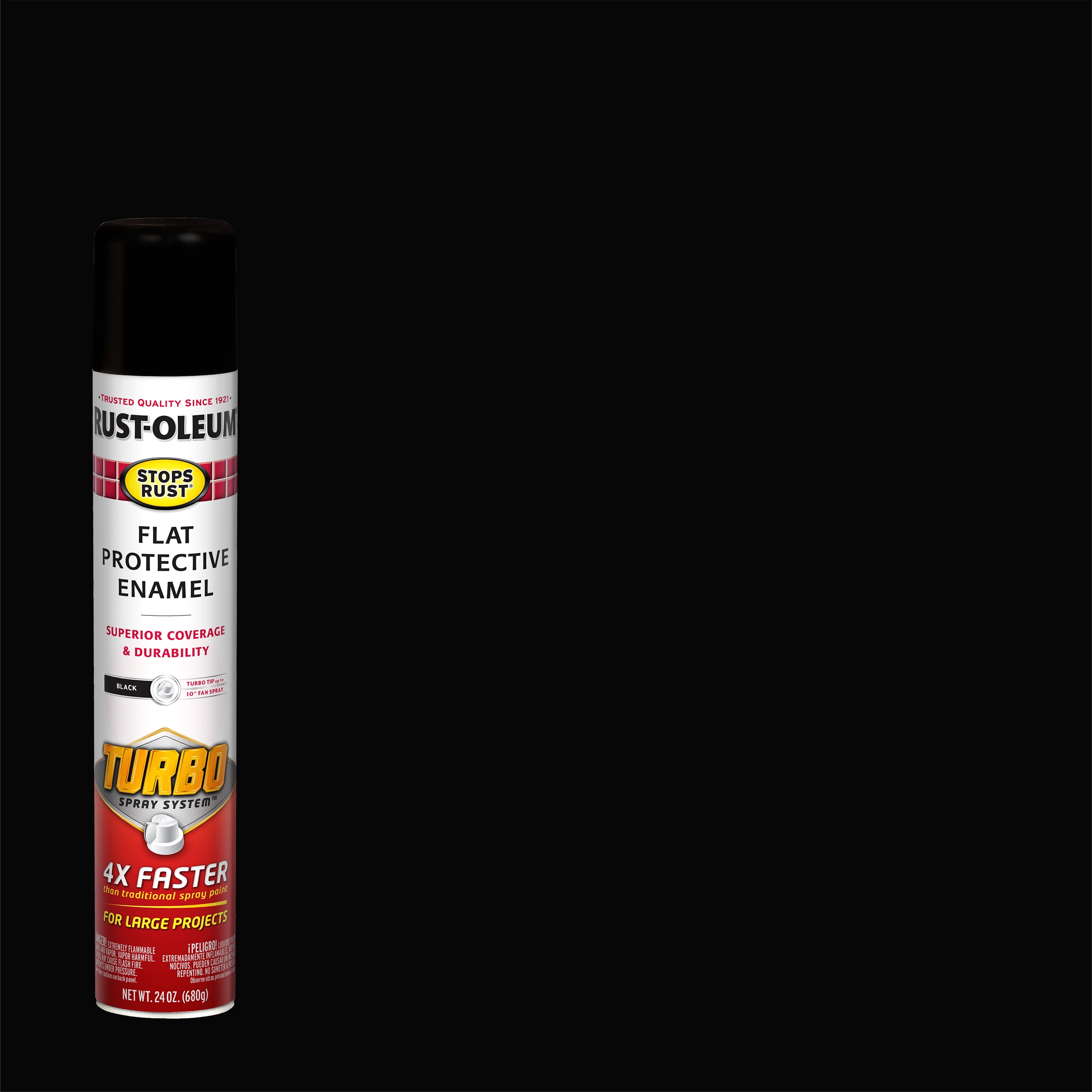 6 Pack, Black, Rust-Oleum Stops Rust Flat Turbo Spray Paint-376298, 24 ...